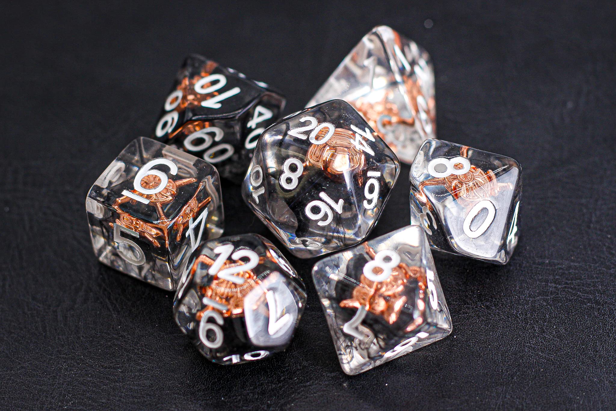 3DEGOS Black Rogue Pirate DND Dice Set for Dungeons and Dragons Gifts, D&D, D and D, Pathfinder, Accessories, D20, Polyhedral, Resin Dice, Metal, Dice Tray, Tower, Bag, Box