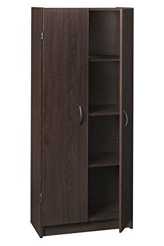 ClosetMaid Pantry Cabinet Cupboard with 2 Doors, Adjustable Shelves Standing, Storage for Kitchen, Laundry, or Utility Room, Espresso & 8925 2-Door Stackable Laminate Organizer, Espresso