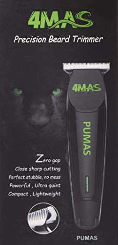 4MAS Precision Beard Trimmer (Pumas) Great for Barbers and Stylists (Black and Green)