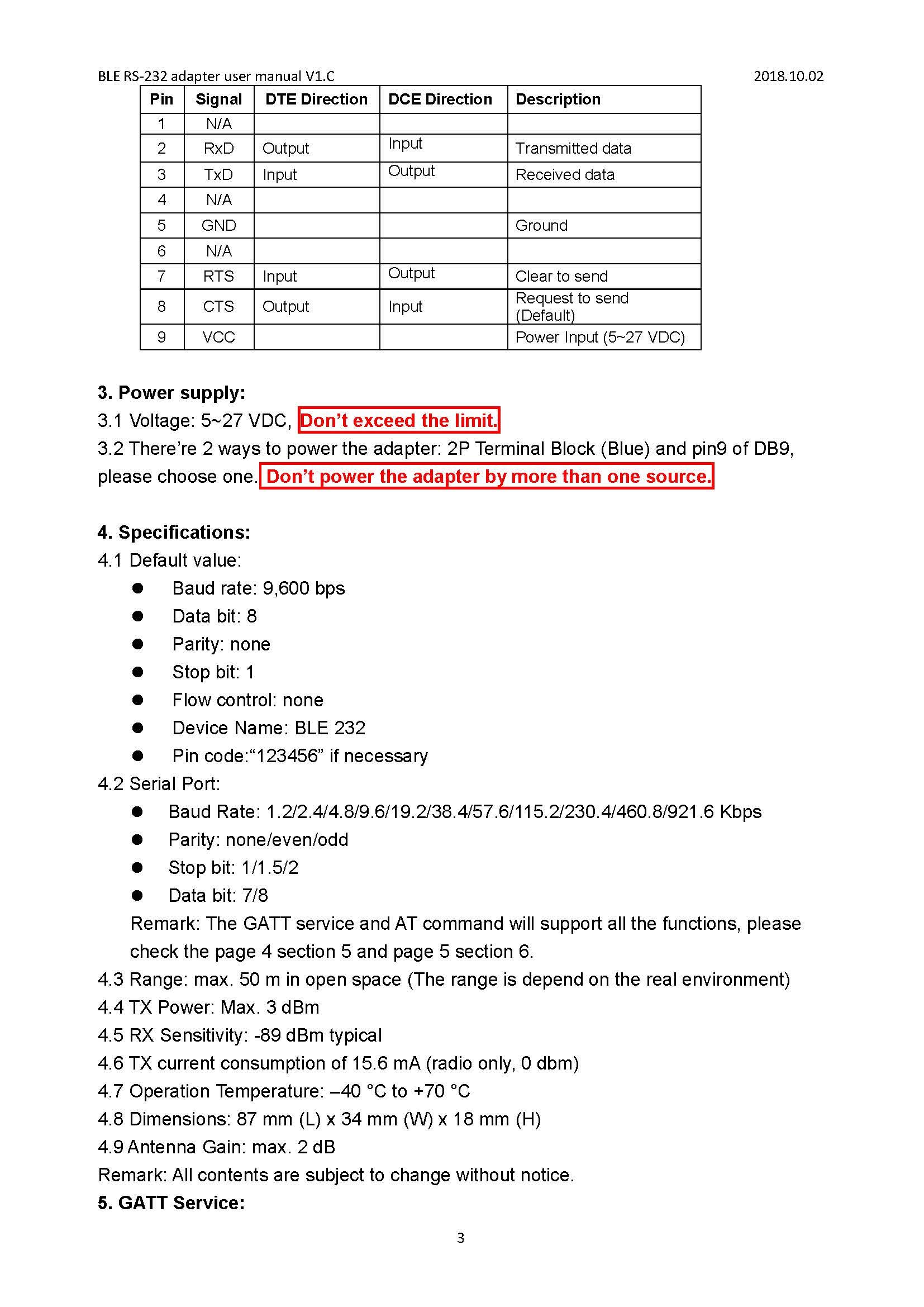 Gozens Bluetooth V4.2 BLE RS-232 Adapter Internal Chip Antenna for All OS Platform, iOS, Android, Windows or etc.