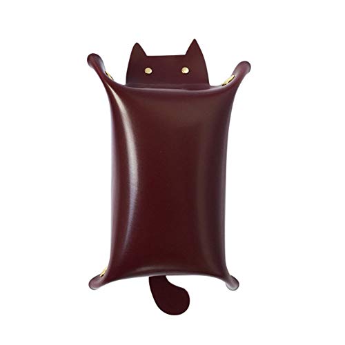 Coherny Creative Dice Cat Shape Leather Desktop Storage Tray Makeup Tray Key Coin Folding Tray Storage Box