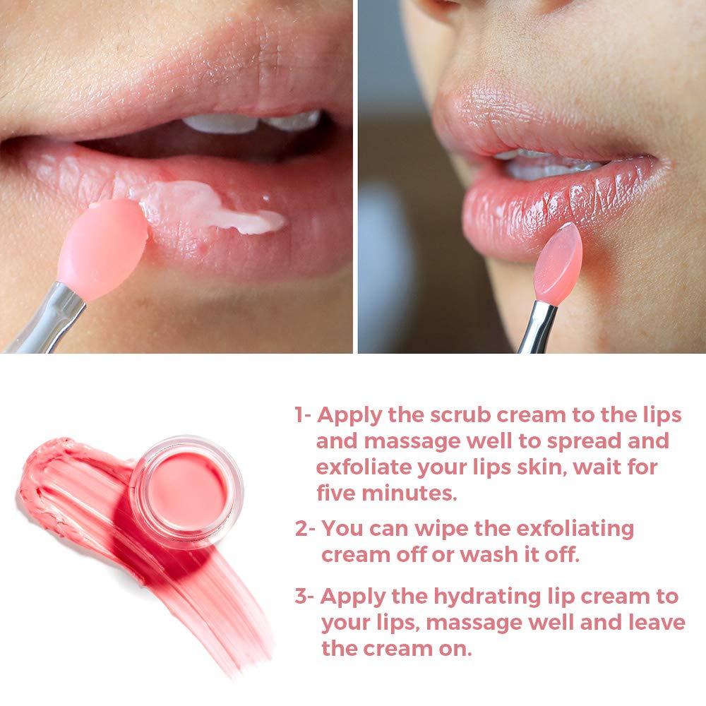 Lip Scrub, Double Effect Lip Sleeping Mask, Chapped Lip Treatment, Strawberry Overnight Moisturizing Repairing Lips Mask, Sleeping Lip Balm, Peeling Lip Primer (Strawberry)
