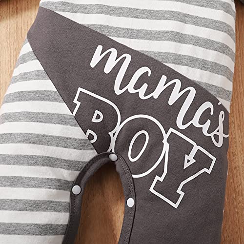 DEFAHN Twins Baby Boy Hooded Rompers Footless Jumpsuit 2 Pack Mama's Boy Daddy's Boy Twin Matching Outfit (2Pc Mama's and Daddy's Boy, 6-12 Months)