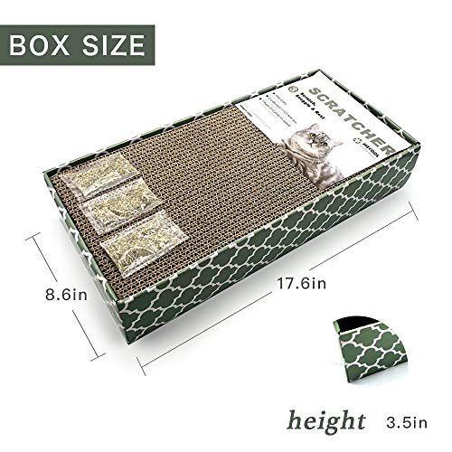 MECOOL Cat Scratcher Cardboard Scratching Pads Scratch Lounge Bed with Catnip 3PCS Reversible Corrugated Cardboard with Scratch Box