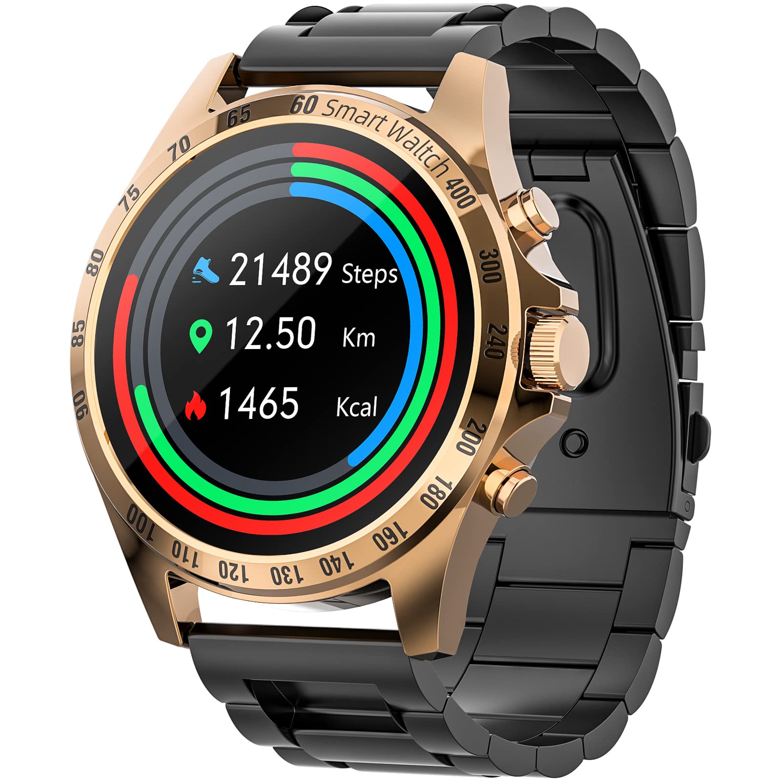 Smart Watches for Men Women,Activing Fitness Tracker with Blood Oxygen Saturation&Heart Rate Monitor,1.28 inch Full Touch Screen,IP68 Waterproof Smart Watch for Android iOS Phones (Gold)