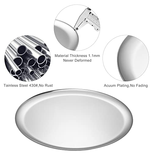 11.02inch/280 mm Silver Stainless Steel Tray,Round Jewelry Tray,Cosmetic Storage Tray,Service Tray,Decorative Tray,Multi-uses Storage Tray Organizer Plate