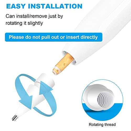 4PCS Upgraded Pencil Tips for Apple Pencil, WONLEED Well Precision Control Apple Pencil 2nd 1st Generation Tips,Fine Point Replacement Nibs Compatible with Apple 1st 2nd Gen iPad Pro Pencil,White