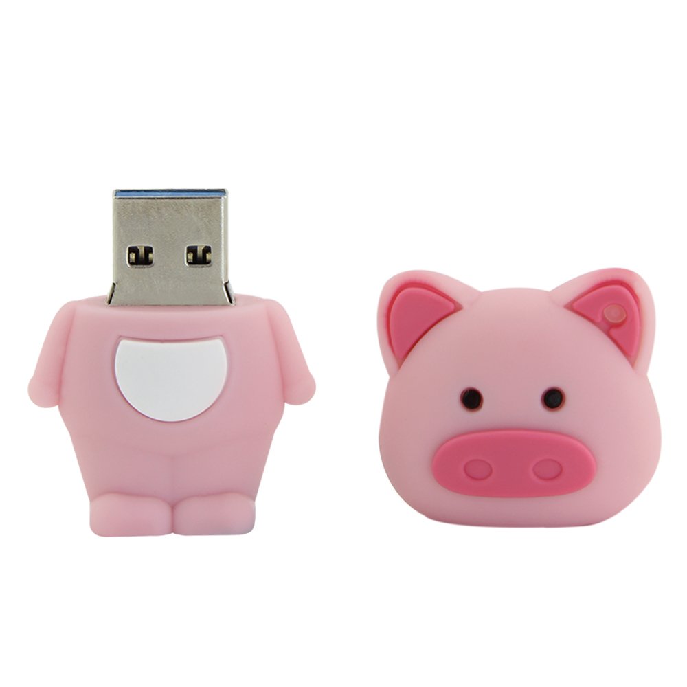 128GB USB Flash Drive, Cute Pink Pig Shaped Thumb Drive, Novelty USB Stick for Data Storage and Backup, Funny Flash Drive for PC/Tablets/Mac/Laptop