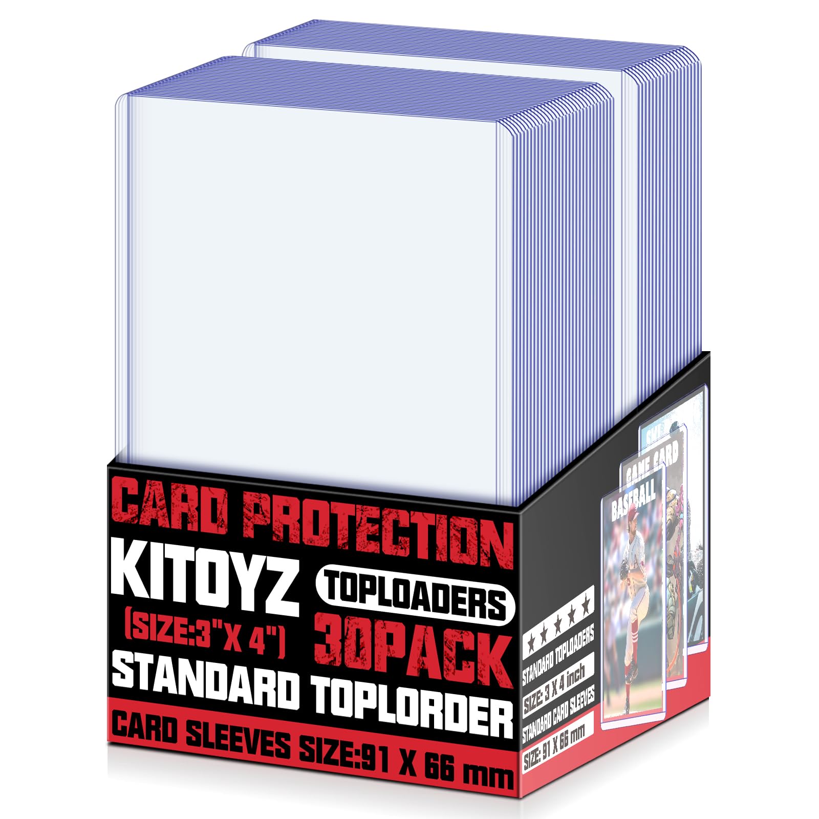 30 Count Toploaders Card Sleeves for Trading Card, Hard Card Sleeves Top Loaders Baseball Card Protector Holder Compatible with Game Cards, Sports, Football Cards