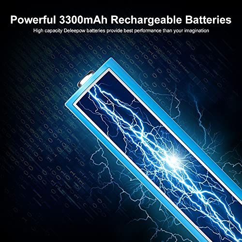 Deleepow AA Rechargeable Batteries NiMH, 3300mAh High Capacity Pre-Charged Double A Battery, 1.2V Low Self Discharge, Pack of 8