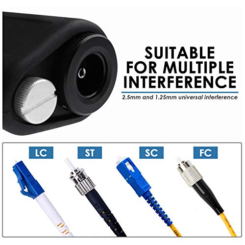 400x Handheld Fiber Optic Microscope Inspection Tool LED Light Coaxial Illumination 2.5mm FC SC ST and 1.25mm LC Adapter