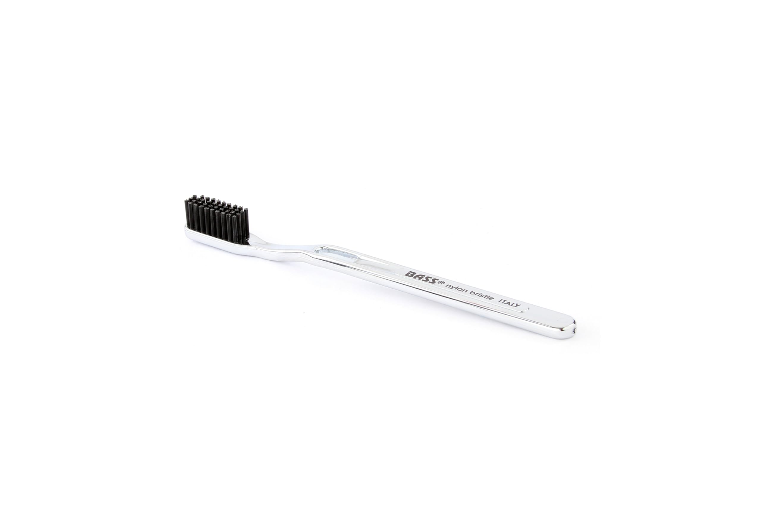 Bass Brushes | Toothbrush | Dental Grade Nylon Bristle | Premium Acrylic Handle | Silver Finish | Model TB4 - SLV