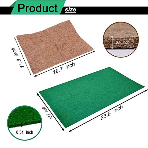PINVNBY Reptile Carpet, 2 Sheets Lizard Terrarium Mat,Natural Coconut Fiber Substrate Bedding Habitat Liner Pads for Bearded Dragon Snake Bedding Gecko Tortoises Tortoise Chameleons