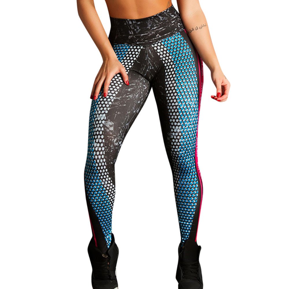 F_Gotal Womens Yoga Pants High Waist Tummy Control Digital Print Stretchy Workout Leggings Fitness Gym Jogger Sweatpants Multicolor