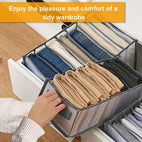 2PCS Upgrade Wardrobe Closet Organizers,7&9-Grids Washable Clothes Organizer with Handles for Jeans,Folded Clothes Organizer Nylon Compartments Storage Bins