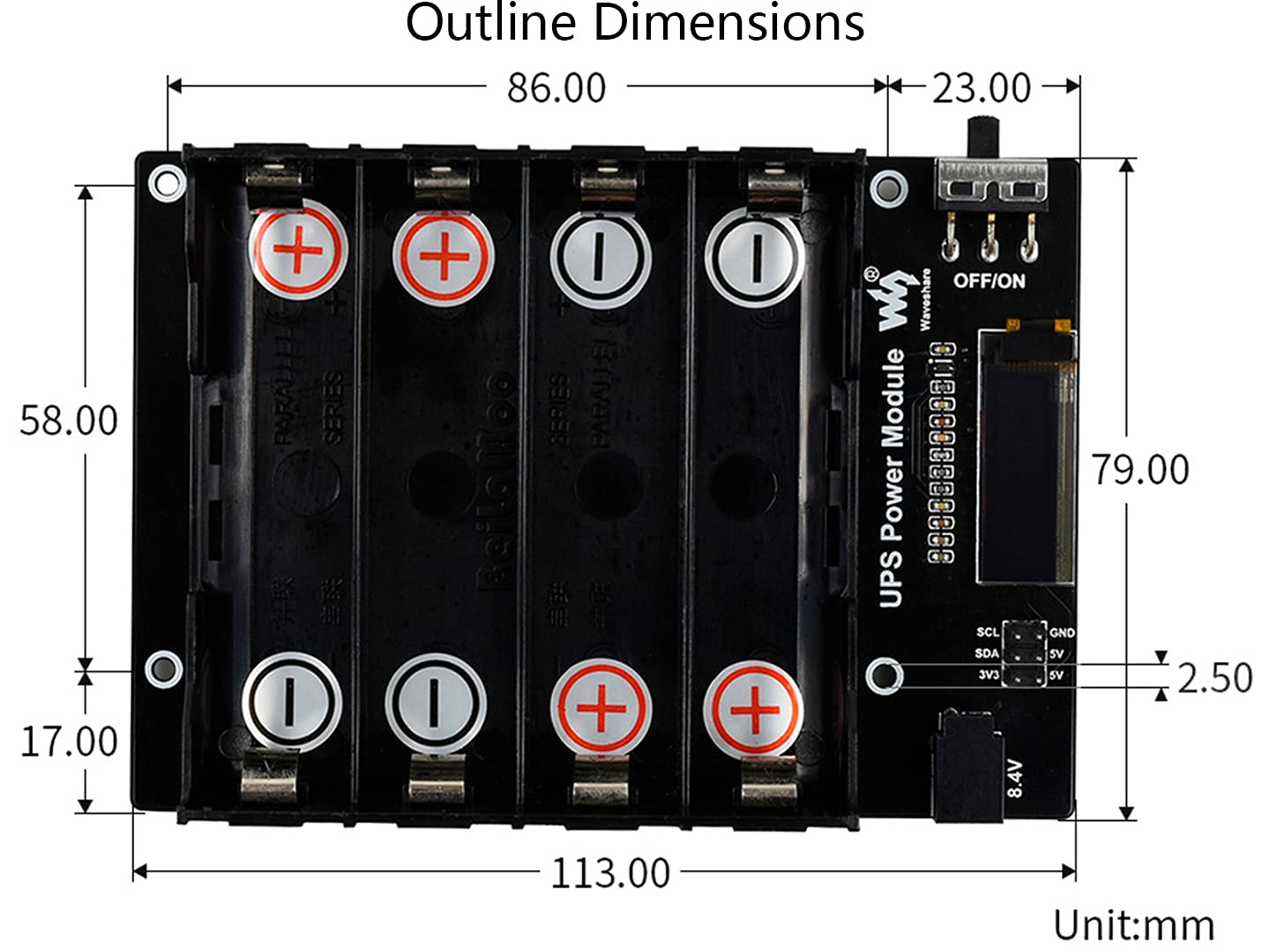 Bicool Waveshare Uninterruptible Power Supply UPS Module for Jetson Nano Developer Kit(A02 & B01), Stable 5V Power Output Real Time OLED Monito