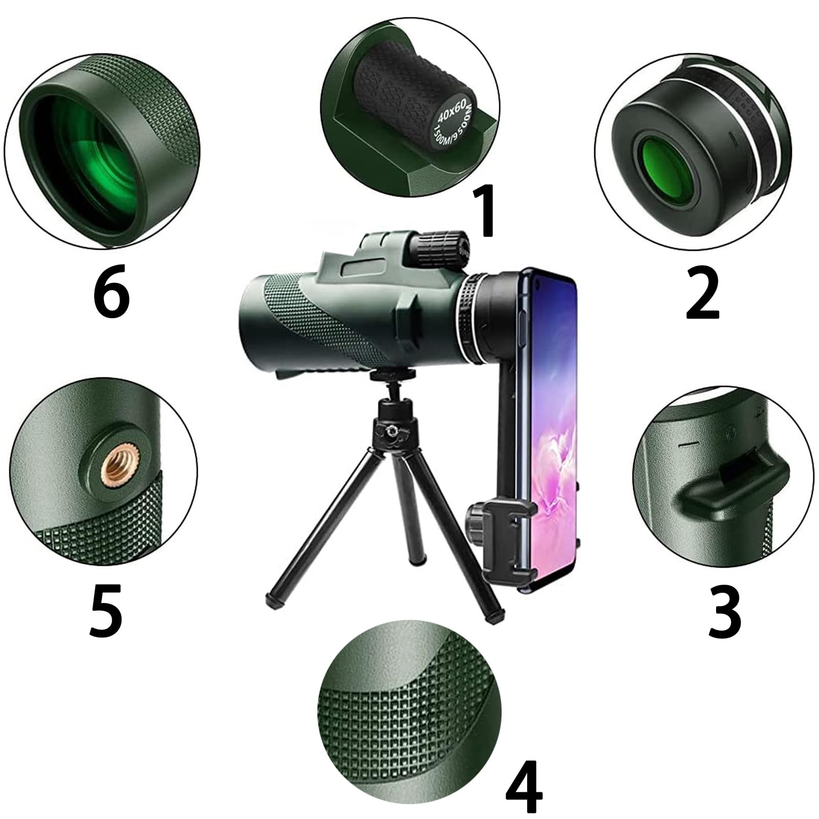 10X40 HD Monoculars,Monoculars Telescope for Adults with BAK4 Prism & FMC Lens- Waterproof- for Bird Watching Hiking Camping Travelling