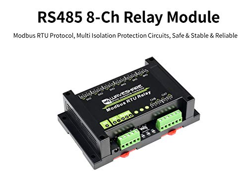 Waveshare Industrial Modbus RTU 8-ch Relay Module with RS485 Interface Multi Isolation Protection Circuits Comes with an ABS Enclosure
