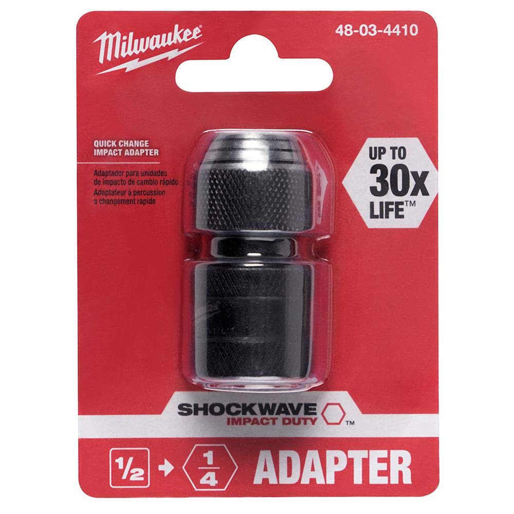 Milwaukee 48-03-4410 Shockwave 1/2-Inch Square by 1/4-Inch Hex Adapter, 3 Pack