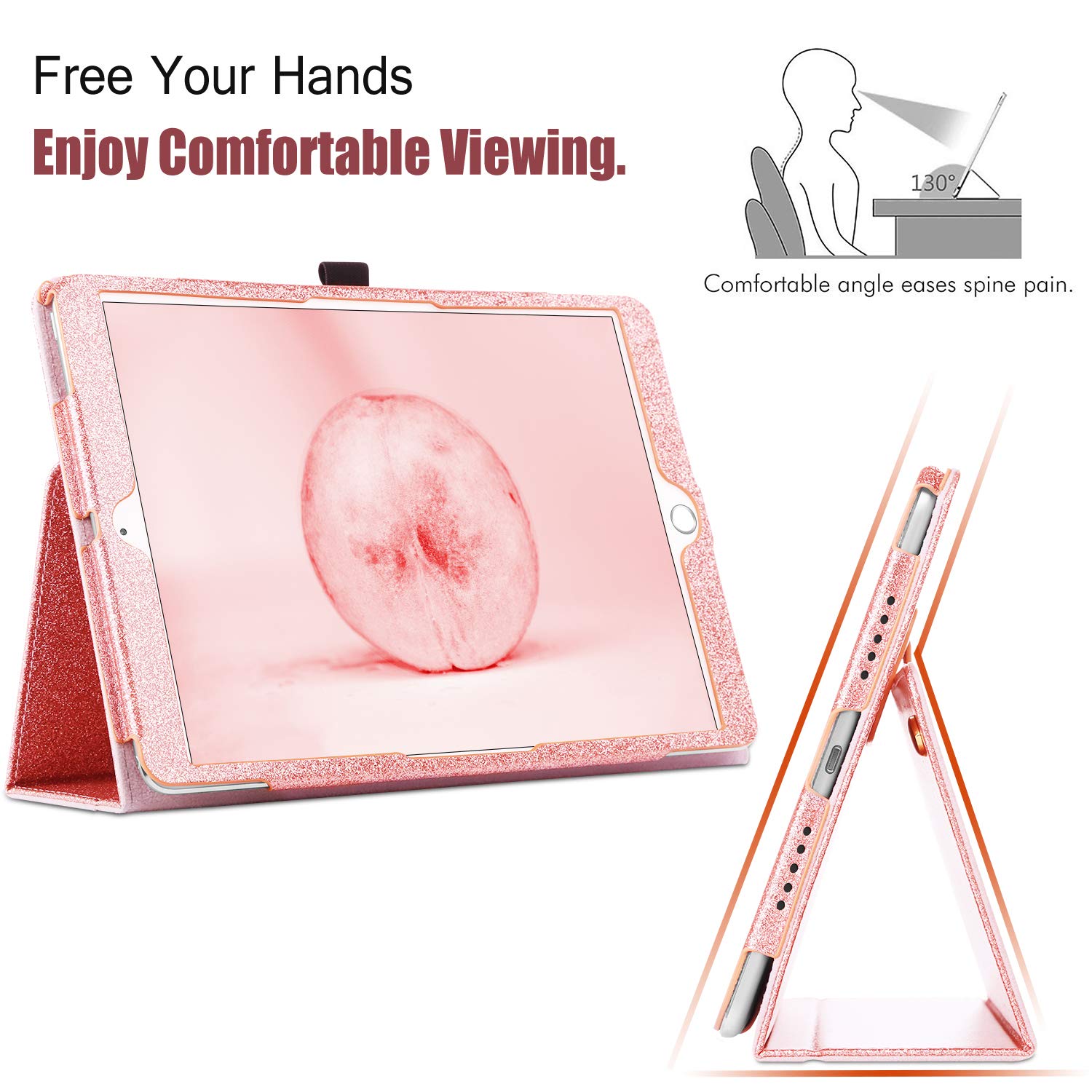 BENTOBEN for iPad 9th / 8th / 7th Generation Case, New iPad 10.2 Case 2021/2020/2019, Auto Wake/Sleep with Pencil Holder PU Leather Protective Case for iPad 10.2 inch, Rose Gold
