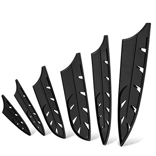 XYJ Knife Sheath Set of 12 Knife Edge Guards Blade Protector Knife Cover for Stainless Steel Paring Santoku Utility Slicing Chef Knife Plastic Knife Case Black White