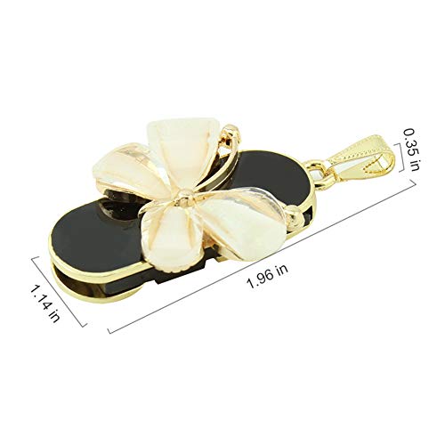 3C Light 32GB 2.0 USB Flash Drive Crystal Butterfly Shape Jewelry USB Flash Disk Jump Drive Thumb Drive Pen Drive with Necklace Memory Stick Data Storage Gift (32 GB, White)