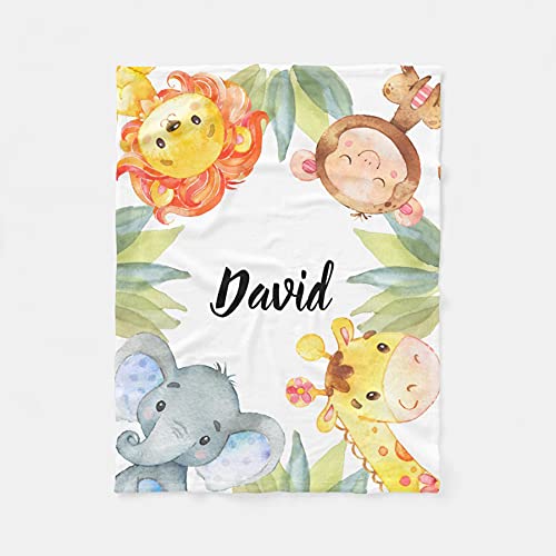 Personalized Baby Blankets with Name Custom Baby Blanket for Girls Boys Customized Animal Swaddle Baby Blanket Personalized Gifts for Baby Child Baby Shower for Newborn 50x60
