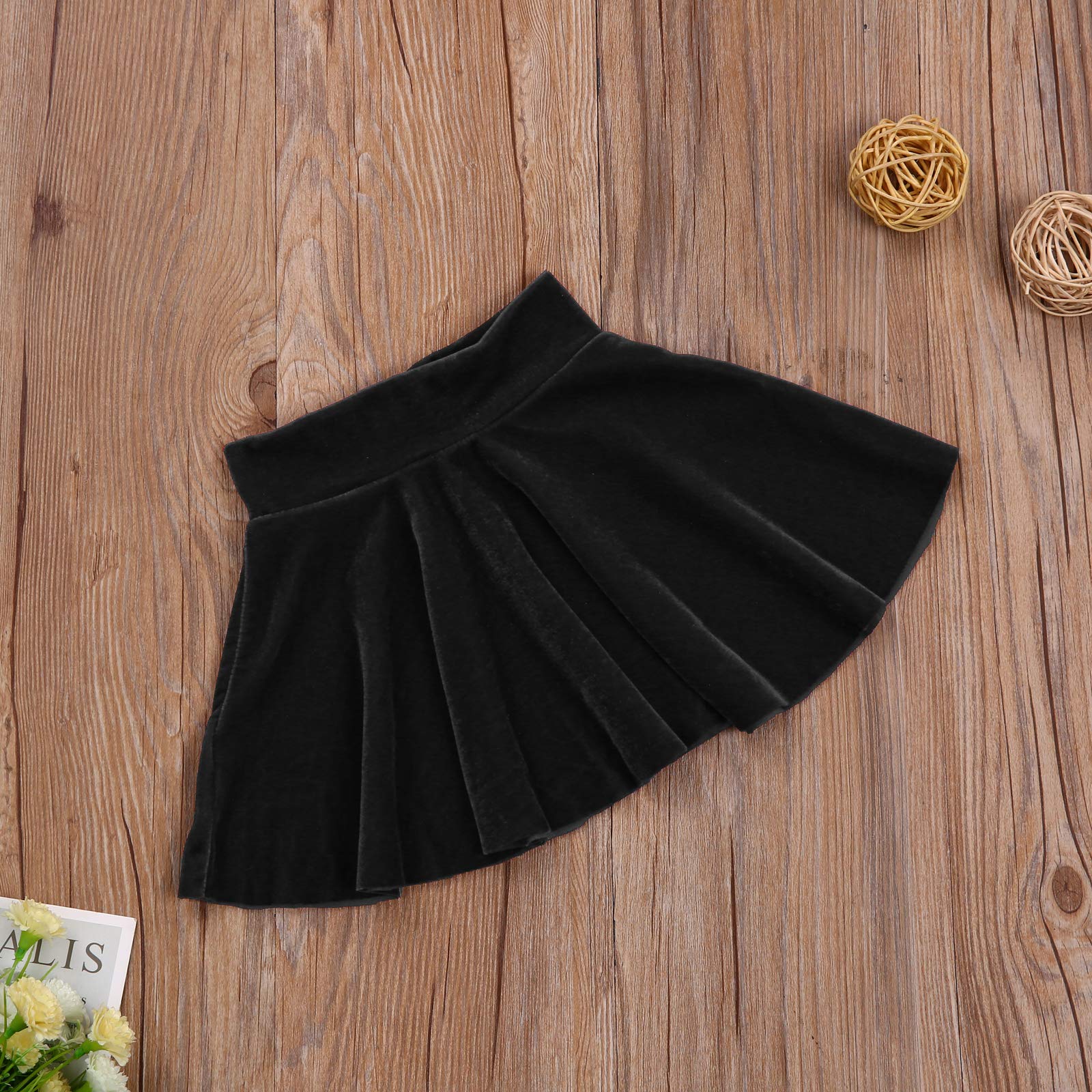 Mubineo Toddler Baby Girl Basic Plain Velvet Skirt Casual Tutu Skirts (Black, 12-18 Months)