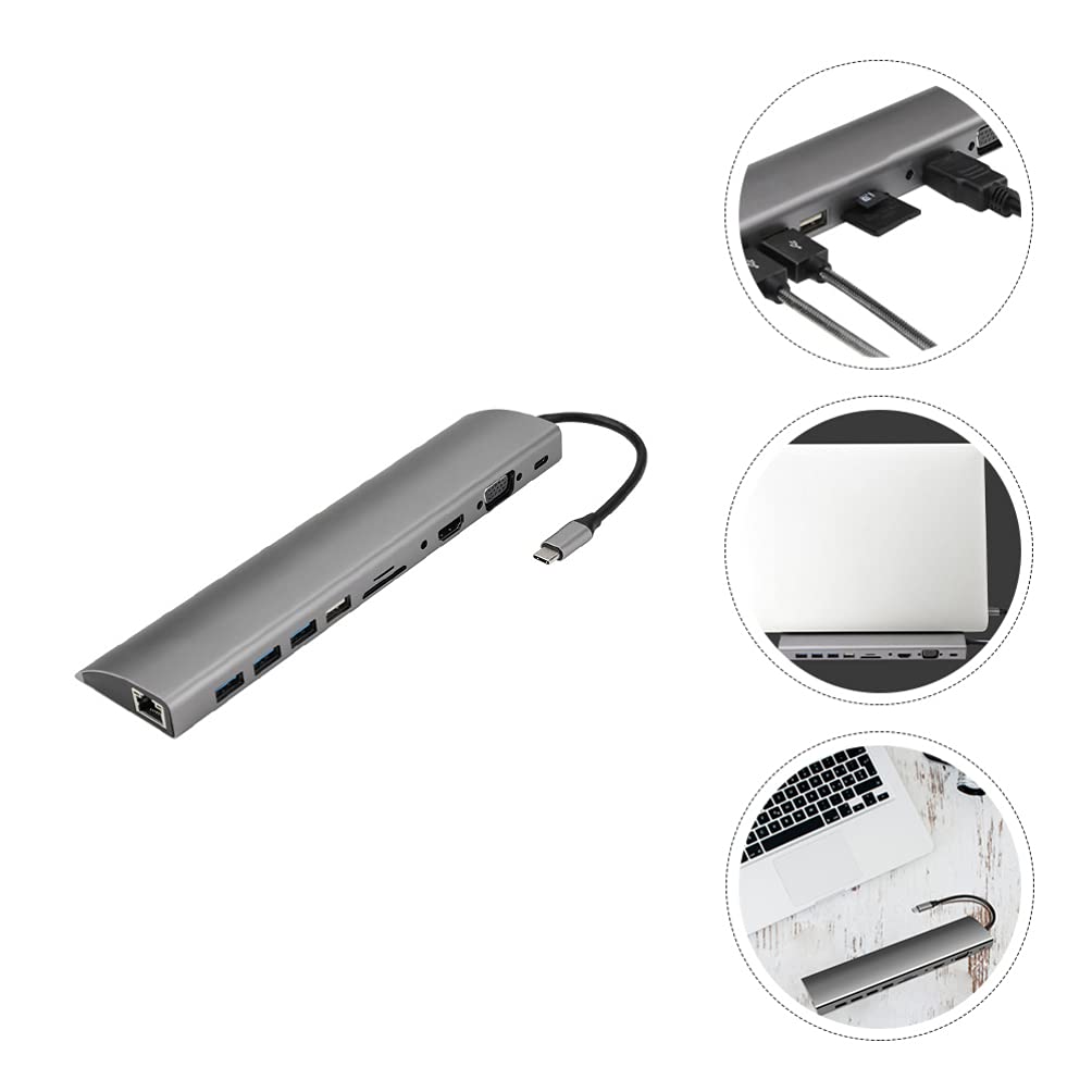 OSALADI USB Hub USB Hub USB Hub USB Hub USB Hub USB Hub USB Hubs Aluminium Alloy Computer Converter Type- c Hub 11- in- 1 Hub Dock Station USB Docking Station Adapter