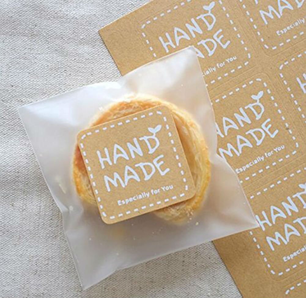 AKOAK 20 Sheets 240 Pcs/Lot Square White Hand Made Stickers Kraft Paper Sticker Labels DIY Handmade Envelopes Stickers and Gift Packaging Bake Decoration Seal Stickers