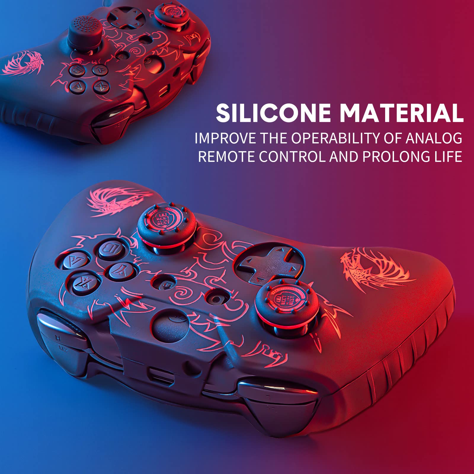 14 Pcs Controller Skins Anti-Slip Accessories Set Silicone Cover Protector Case Compatible with Xbox One/ S/ X Controller Wireless/ Wired Gamepad Joystick with 12 Cat Paw Thumb Grips (Red and Black)…