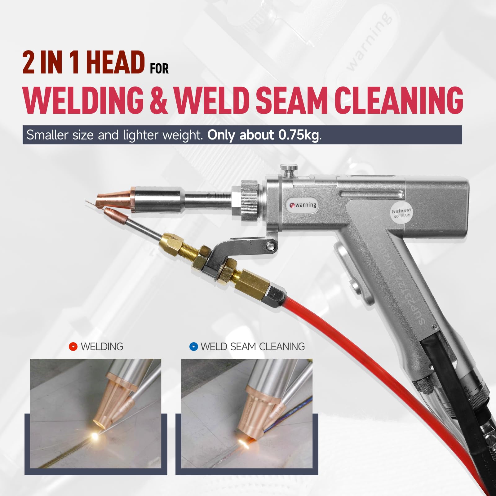 2 in1 Laser Welder Machine for Metal 2000W Mobile Laser Welding Machine Max Auto Wire Feeder 10m Fiber Cable Laser Welder Machine for Metal Stainless Steel Iron Aluminum Copper