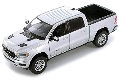 2019 RAM 1500 Laramie Crew Cab Pickup Truck Silver 1/24 Diecast Model Car by Motormax 79357