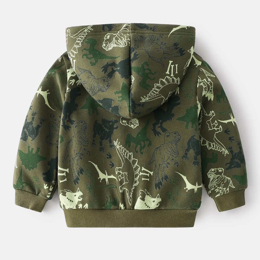 NautySaurs Boys Zip-up Dinosaur Hoodies Toddler Light Jackets Zipper Sweatshirt (C-Green, 5T)