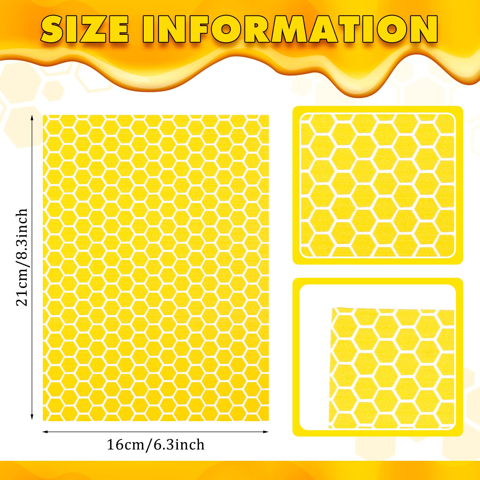 14 Pcs Faux Leather Sheets Summer Fruit Lemon Bee Printed Synthetic Leather Sheet Glitter Faux Leather Fabric Sheet for Earrings Headbands Making, 8.3 x 6.3 Inch(Bee)