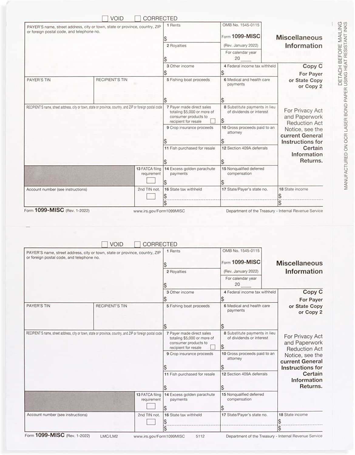 1099 MISC Forms 2023, 4 Part, Vendors Kit Laser Tax Forms with Self-Seal Envelopes Great for QuickBooks and Accounting Software, 1099 MISC Forms 2023