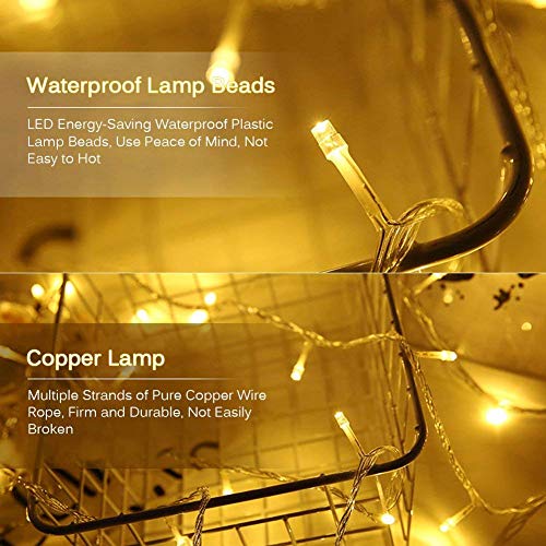 100 LEDs 32FT Window Curtain String Light Wall Decor & Christmas Wedding Party Home Garden Bedroom Outdoor Indoor Wall Decorations, Warm Yellow