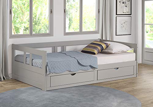 Alaterre Furniture Melody Extendable Bed Daybed, Dove Gray