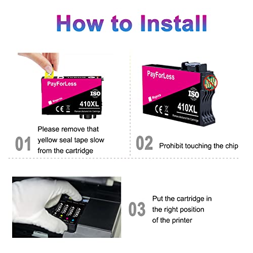 410XL Remanufactured for epson 410 Ink cartridges 5 Pack High Yield for Expression XP-830 XP-640 XP-7100 XP-630 XP-530 XP-635 Printe 5pack (2 Black Cyan Magenta Yellow)
