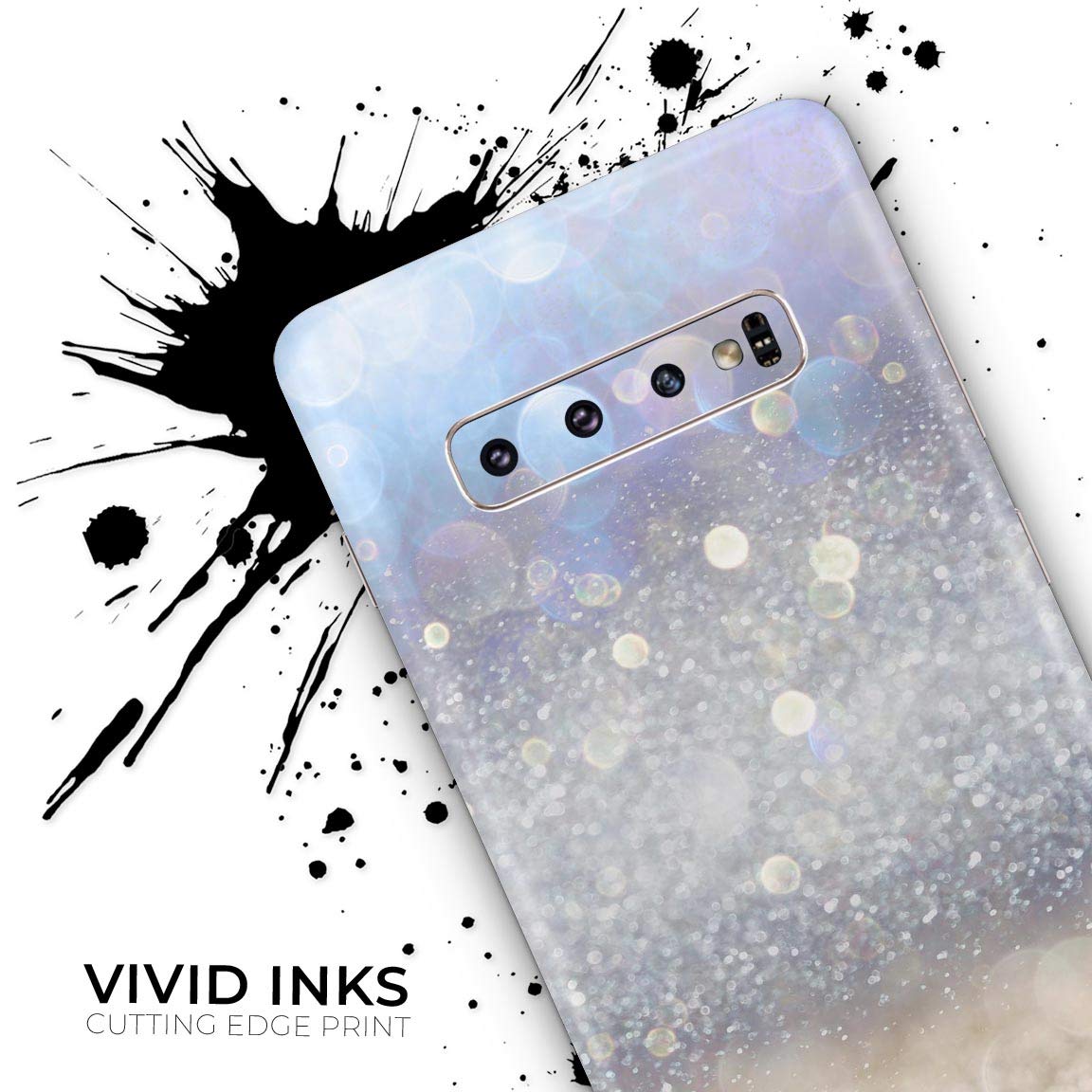 DesignSkinz Light Blue and Tan Unfocused Orbs of Light Protective Vinyl Decal Wrap Skin Cover Compatible with The Samsung Galaxy S20 (Screen Trim & Back Glass Skin)