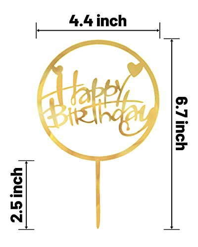 18 Pcs Gold Happy Birthday Acrylic Cake Decoration, Double-Sided Glitter of Birthday Cake Topper for Children or Adults
