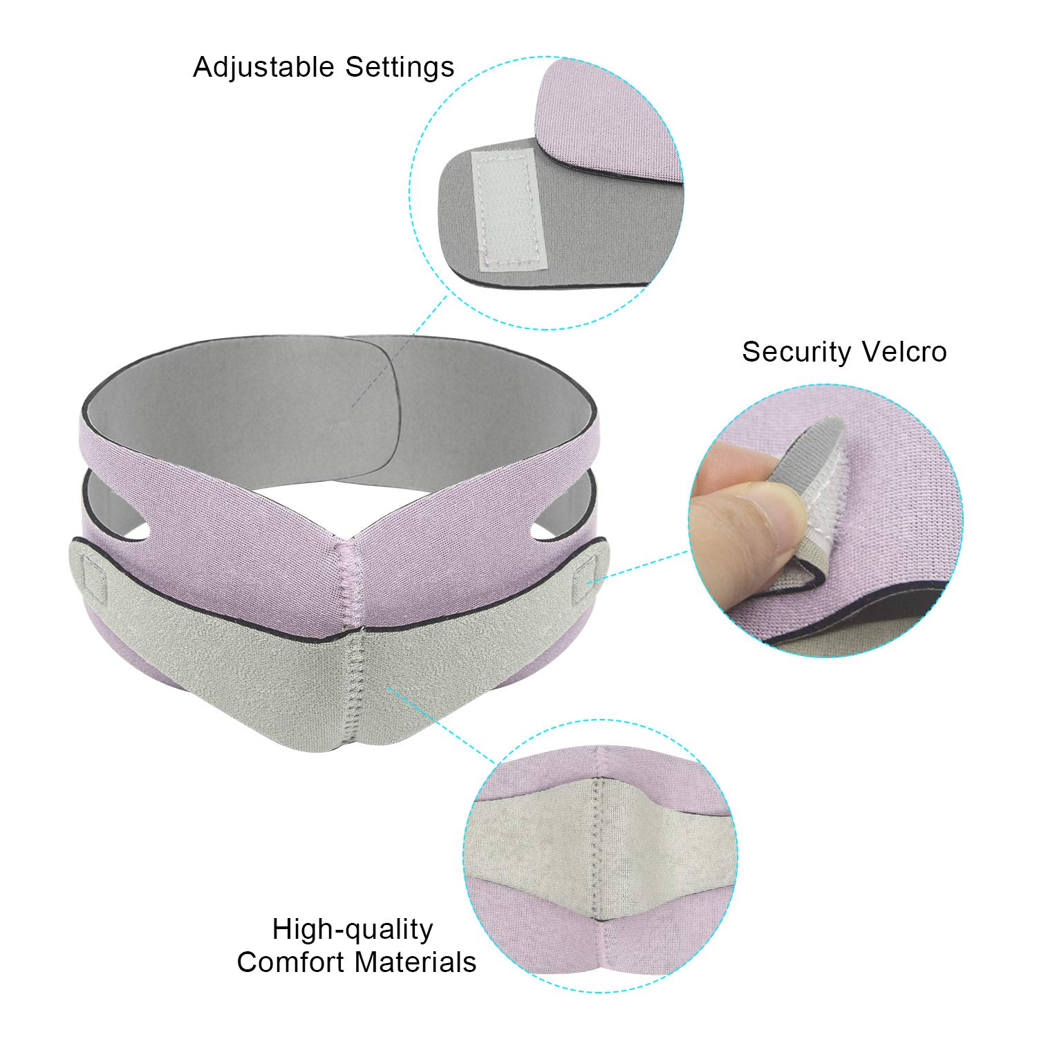 V-Line Face Chin Strap, FERNIDA Soft V Line Face Lifting Mask Chin Cheek Lift Up Band for Women and Men, Pink
