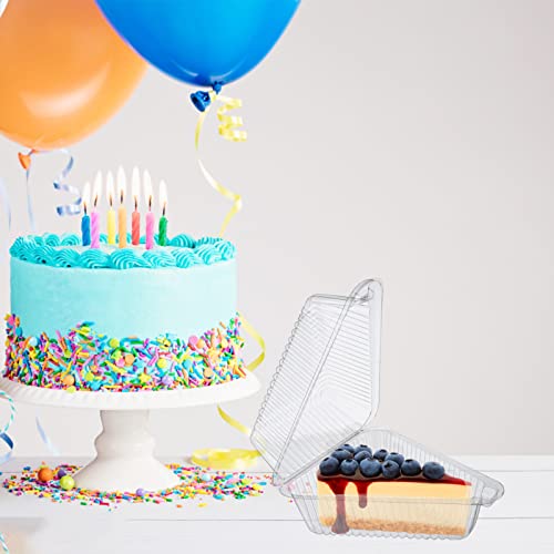 200 Pcs Transparent Cake Slice Containers Plastic Containers with Lids 5β Clear Medium Hinged Lid Cheesecake Pie Container Disposable to Go Box Food Containers for Take Out Packaging
