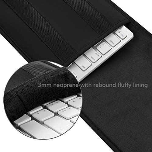 Case Star 5.9" x 15.5" Adjustable Keyboard Sleeve Travel Case for Slim Full-Size Keyboards (up to 17.7 Inches), Soft and Padded Neoprene Protective Keyboard Case with Mouse Storage Pocket (Black)
