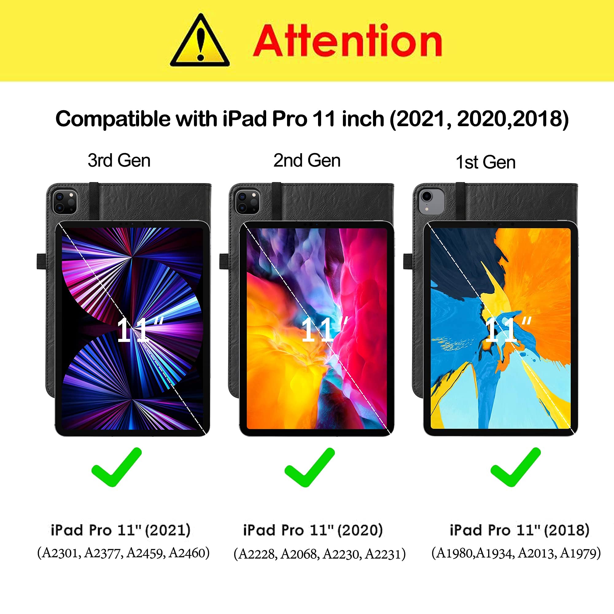 iPad Pro 11 Case with Pencil Holder, Support Pencil 2nd Wireless Charging, Magnetic PU Leather Protective Cover Compatible with iPad Pro 11-inch 3rd/2nd Generation 2021/2020 Released Apple Tablet