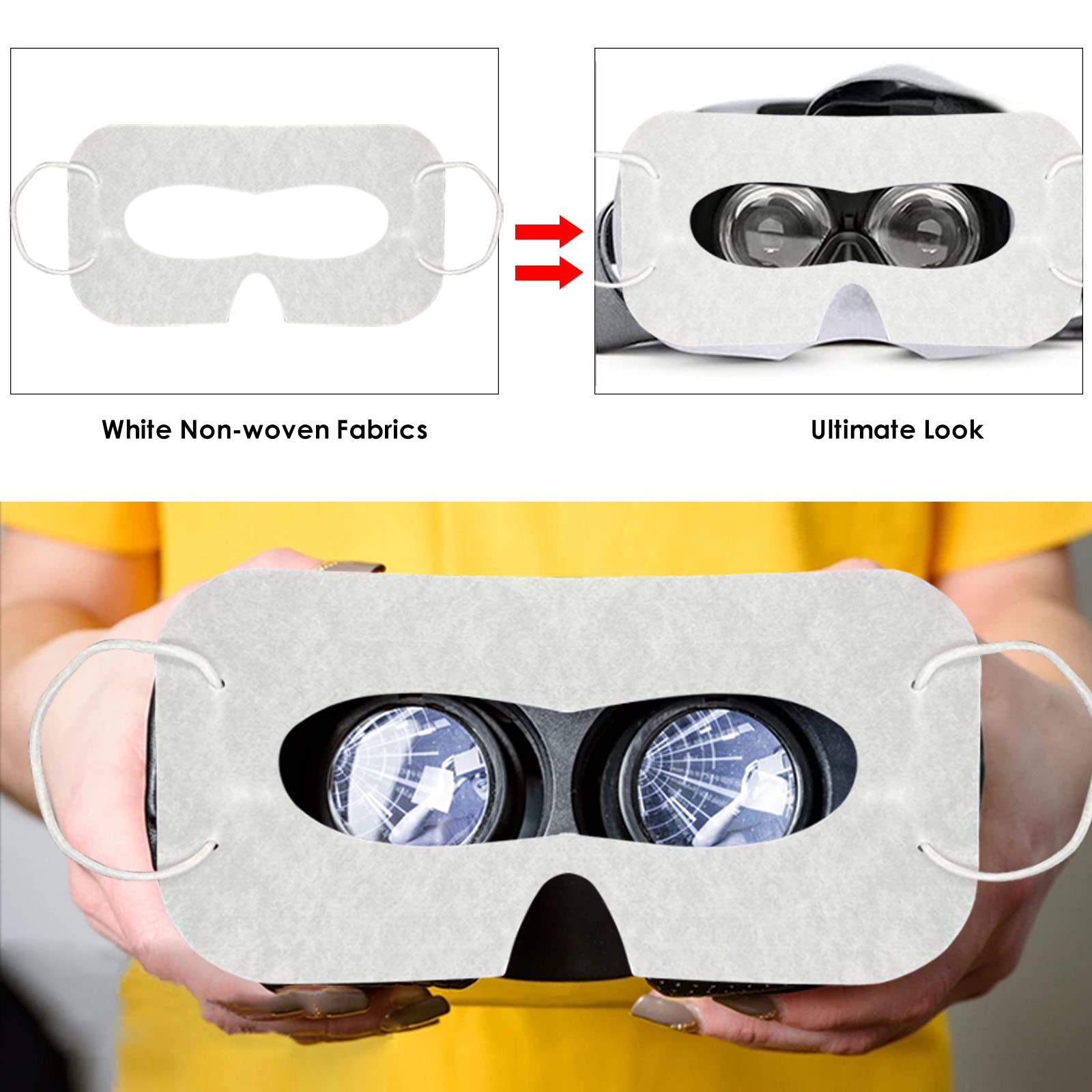 100 Pack Disposable Face Covers Sanitary Pads Mask for Meta Oculus Quest 1/2 HTC Vive/PS VR/Gear VR/Oculus Rift White
