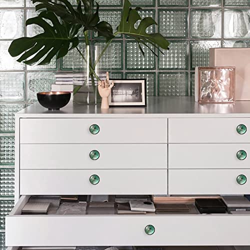 ALLMIX SPOROT 4 Pack Jade Green Crystal Kitchen Cabinet Knobs,Round Crystal Dresser Pulls,Black Hardware Handles for Wardrobe Home Office Decoration