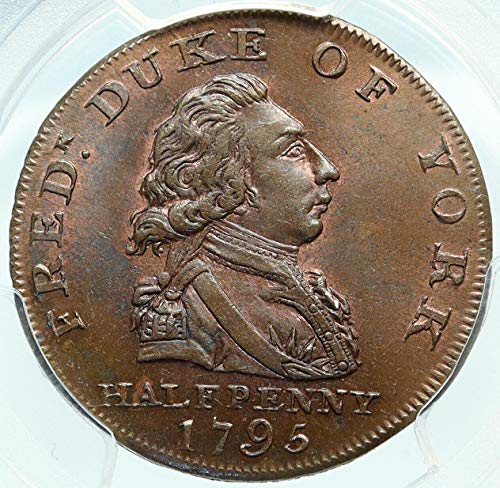 1795 unknown 1795 ENGLAND UK Middlesex Duke of York MAN-O-WAR Denomination_in_description MS 66 RB PCGS