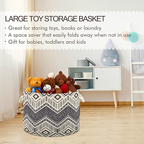 ALAZA Geometric Ethnic Striped Pattern Gypsy Mexican Folk Storage Basket Gift Baskets Large Collapsible Laundry Hamper with Handle, 20x20x14 in