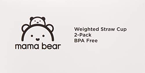 Amazon Brand - Mama Bear Weighted Straw Sippy Cup, Pack of 2, Blue/Green